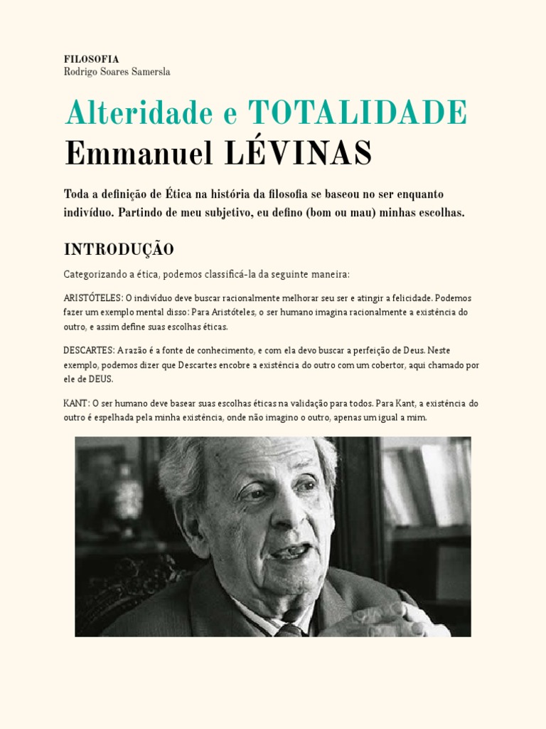 Lévinas e Alteridade | Download grátis PDF | Empatia | Immanuel Kant