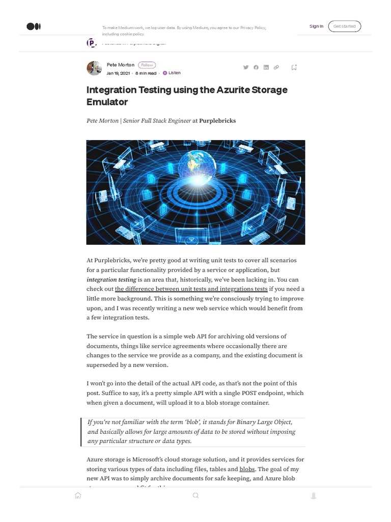 Integration Testing Using The Azurite Storage Emulator - by Pete Morton ...