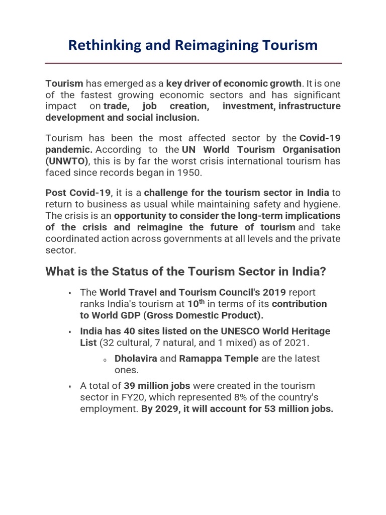 Rethinking and Reimagining Tourism | PDF | Tourism | Economies