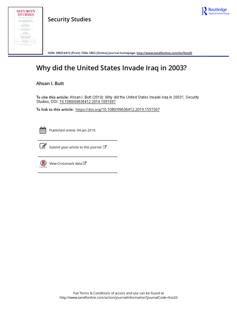 Butt, Why Did The US Invade Iraq | PDF | Iraq War | Saddam Hussein