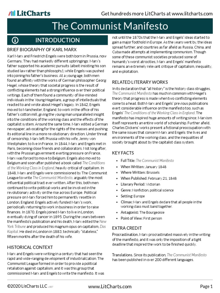 The Communist Manifesto LitChart | PDF