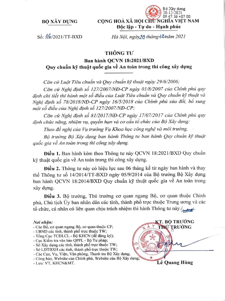 QCVN 18 2021 BXD | PDF