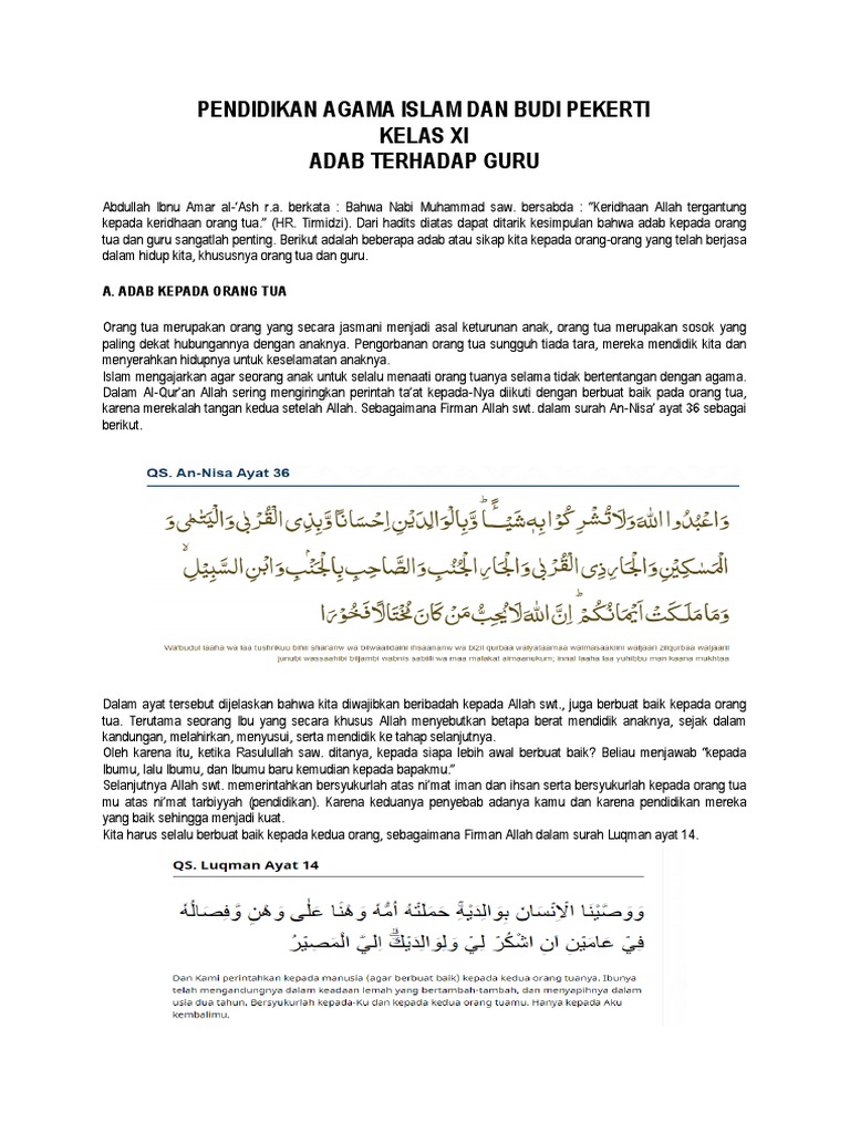 Adab Terhadap Orang Tua | PDF | Gaya Hidup