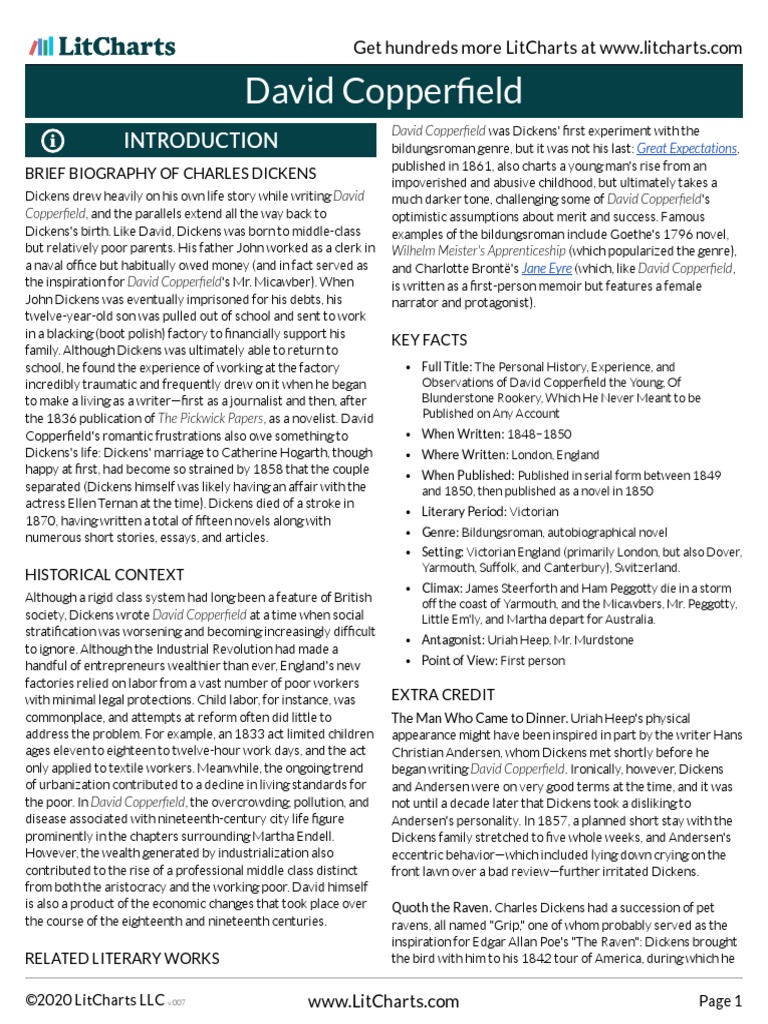 David Copperfield LitChart | PDF | David Copperfield | Charles Dickens