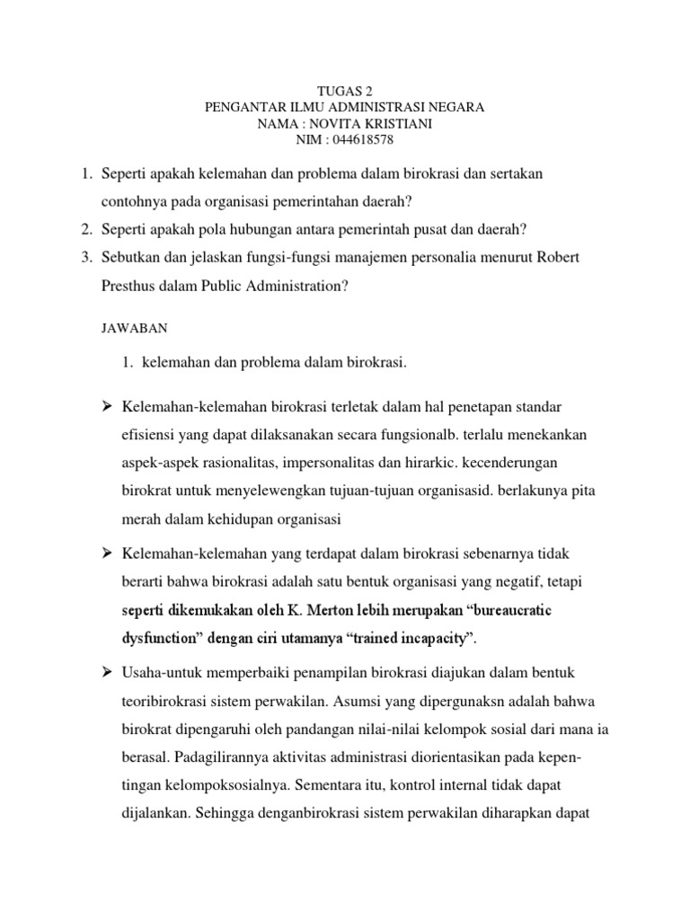 TUGAS 2 Pengantar Ilmu Administrasi Negara | PDF