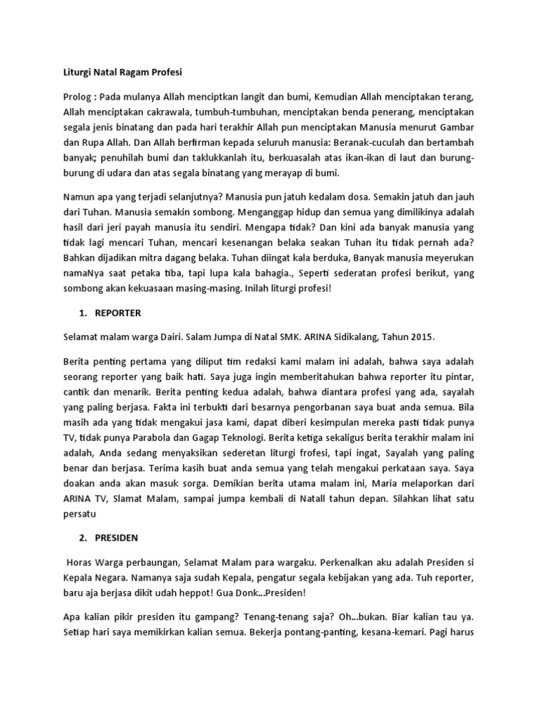 Liturgi Natal Ragam Profesi | PDF | Kajian Bahasa Asing