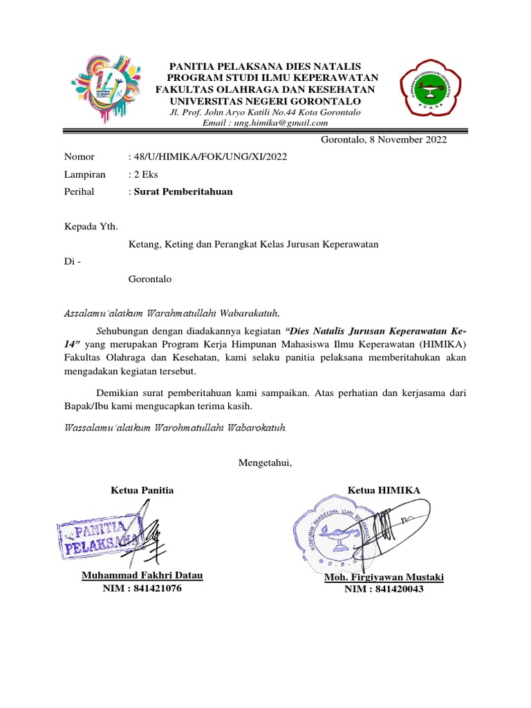 Pemberitahuan Dies Natalis Keperawatan Ke-14 | PDF
