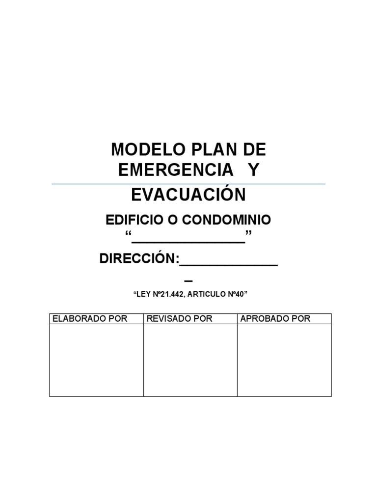 Modelo Plan de Emergencias Edificio o Condominio | Descargar gratis PDF | Temblores | Sistema de ...