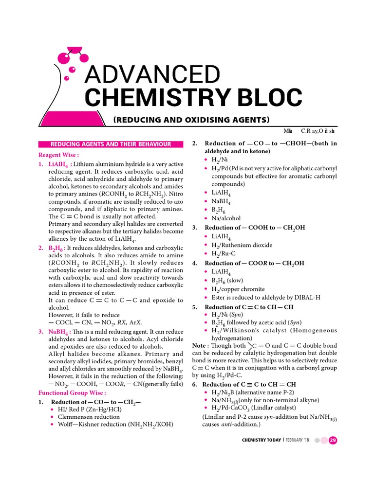 Reducing And Oxidising Agents In Organic Chmistry Chemistry Today