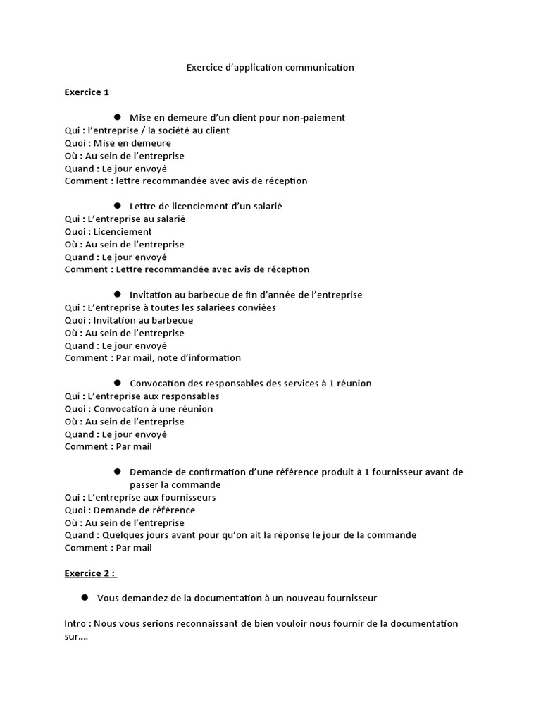 Exercice D'application | PDF