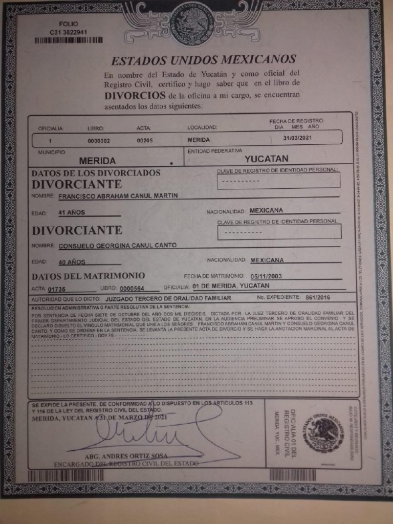 Acta de Divorcio | PDF