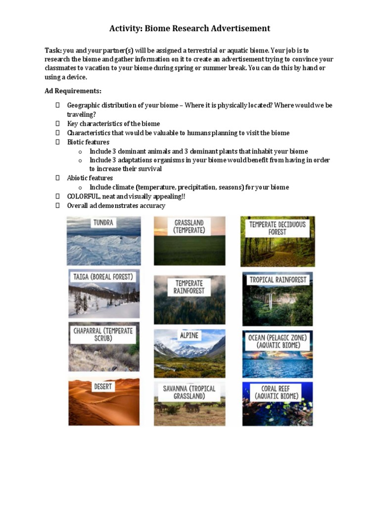 Biome Research Advertisement Project | PDF | Science & Mathematics ...