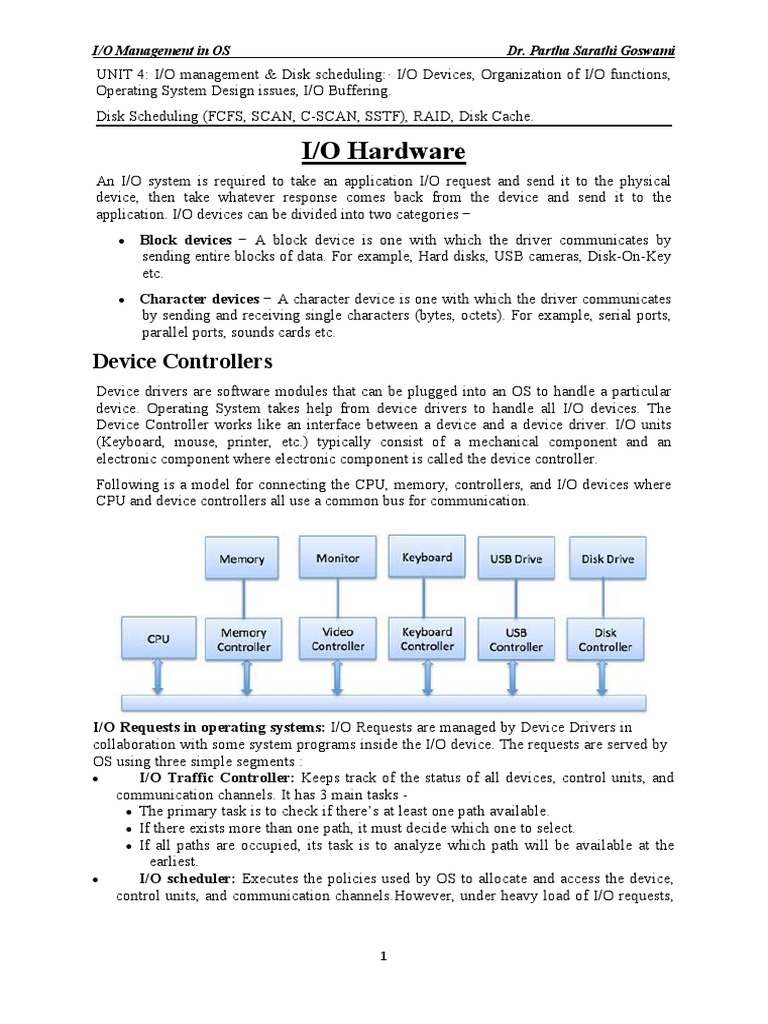 OS I/O Management Essentials | PDF | Input/Output | Operating System