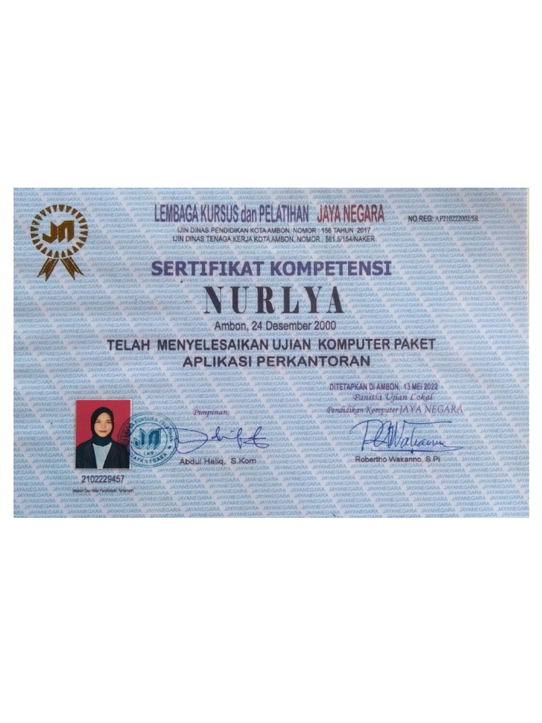 Sertifikat Komputer | PDF