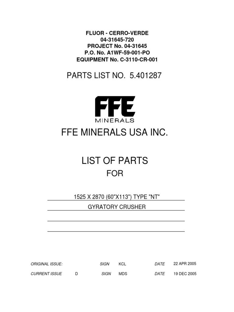 Parts List for a 1525 x 2870 (60" x 113") Type "NT | PDF | Manufactured ...
