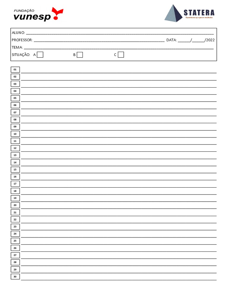 Vunesp - Folha de Redação | PDF | Linguística
