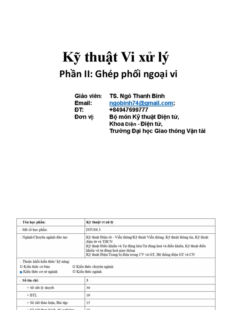 - VXL - slide - Binh NGO - Phần 2 - PIC16F877A copy cho sv | PDF