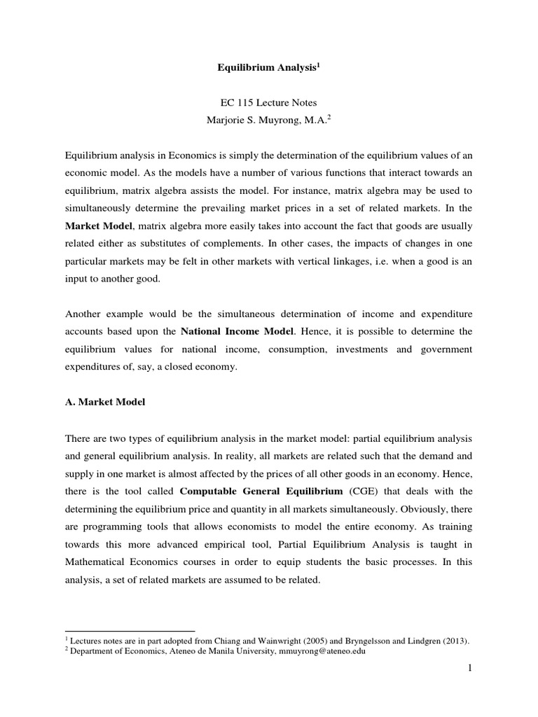 Equilibrium Analysis | PDF