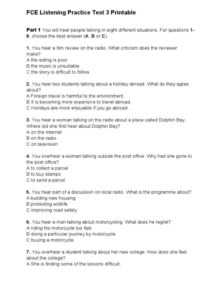 FCE Listening Practice Test 3 | PDF
