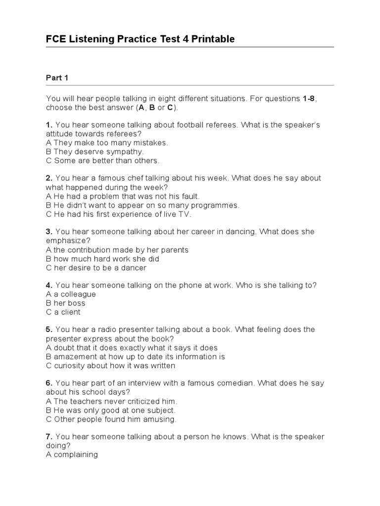 FCE Listening Practice Test 4 | PDF | Sports & Recreation | Language ...