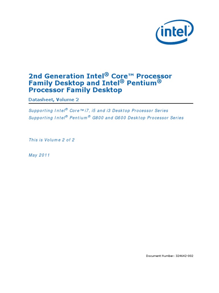 2nd Generation Intel Core™ Processor Family Desktop and Intel Pentium ...