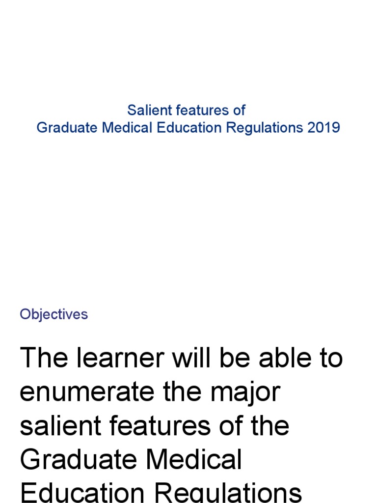 Salient Features of Graduate Medical Regulations 2019 | PDF | Medicine ...