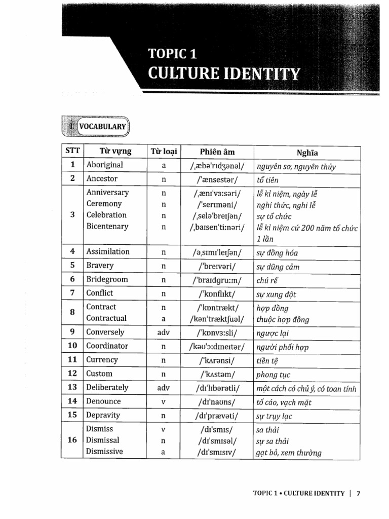 TOPIC 1 - CULTURAL IDENTITY | PDF