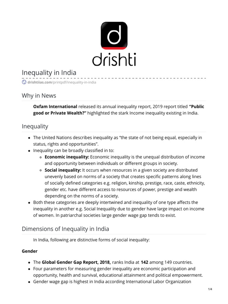 Inequality in India | PDF | Social Inequality | Discrimination & Race ...