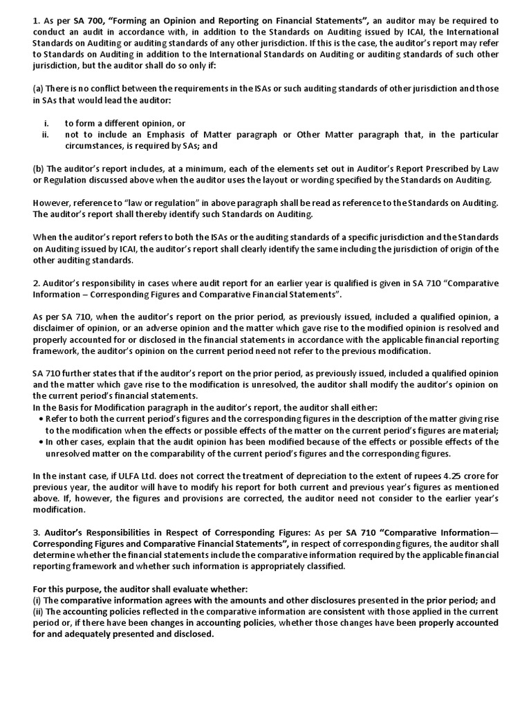Auditor responsibilities for corresponding figures and modified ...