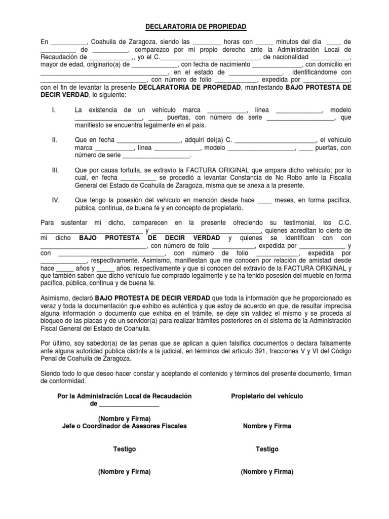 Declaratoria de Propiedad | PDF