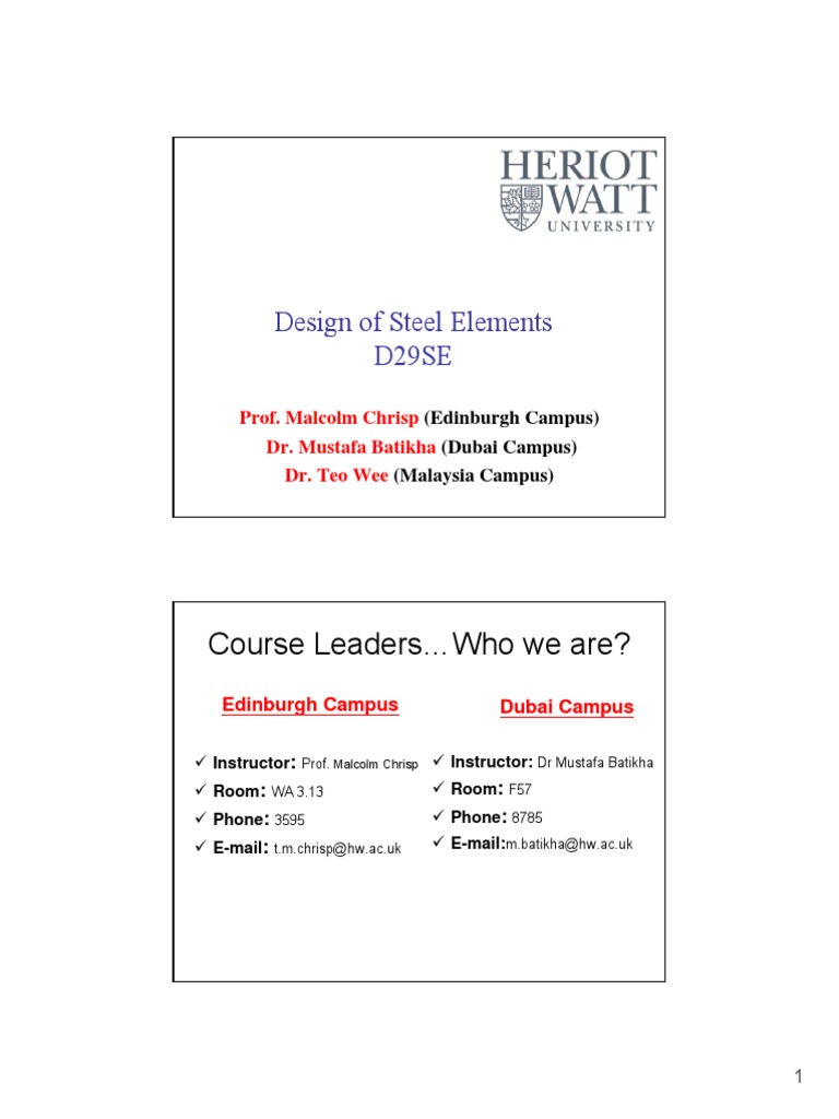 Steel Work design-D29SE-HW University | PDF