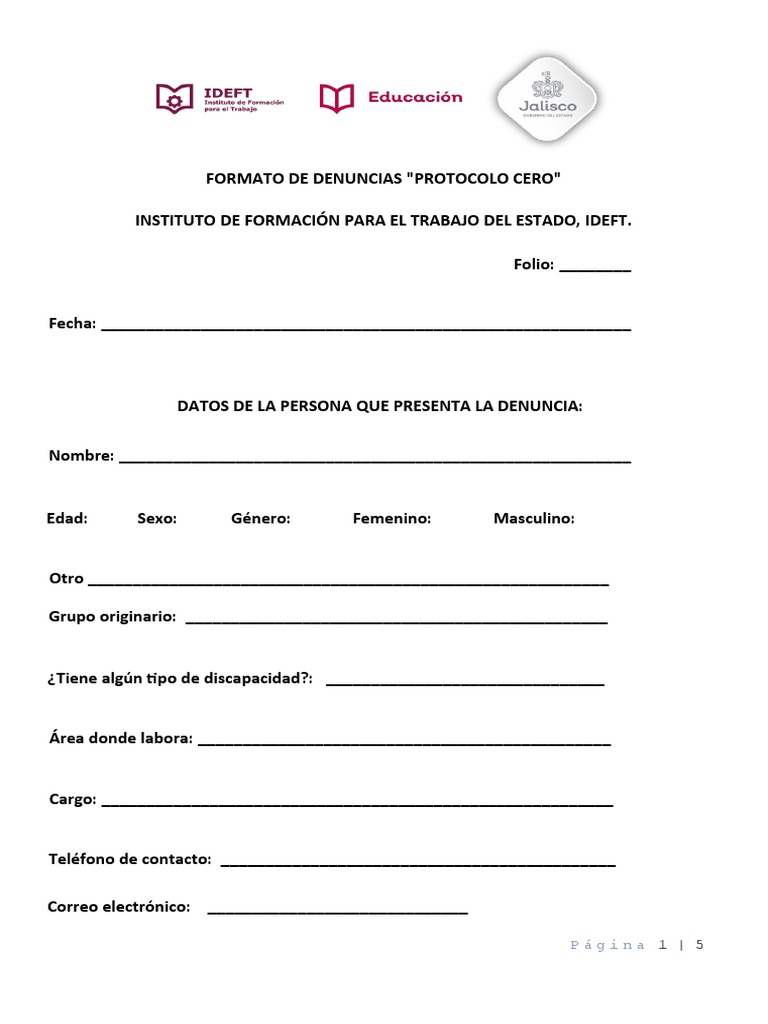 Formato para Denuncias de Acoso y Hostigamiento | PDF | Violencia ...