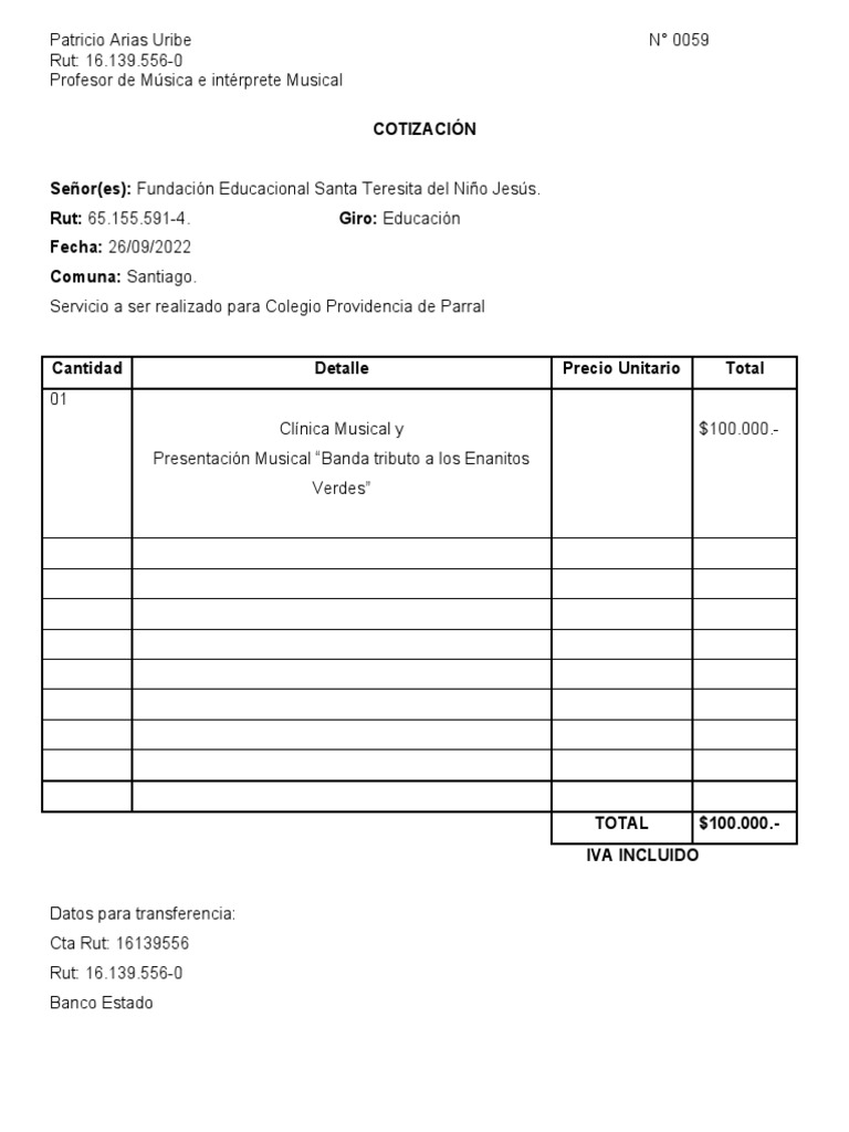 Cotizacion Banda Tributo | PDF