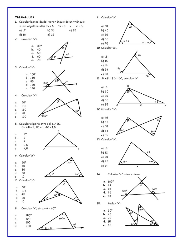 Triangulos Practica | PDF | Geometría Elemental | Geometría del plano euclidiano