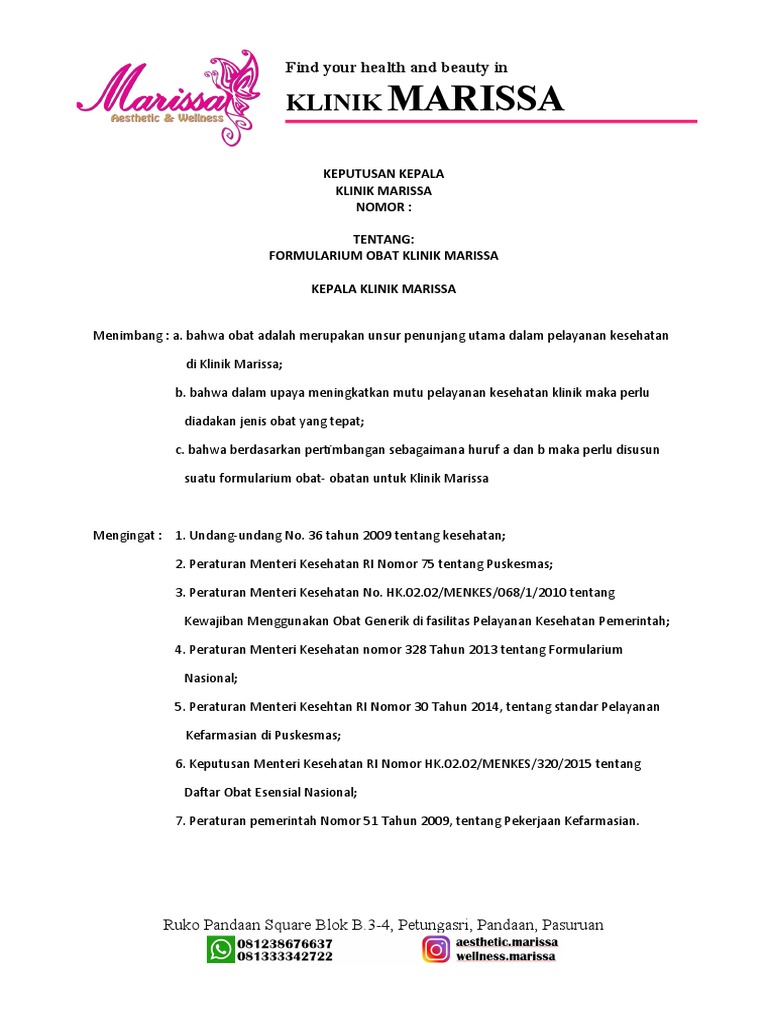 PKP 15 EP 2 Daftar Formularium Obat Klinik | PDF