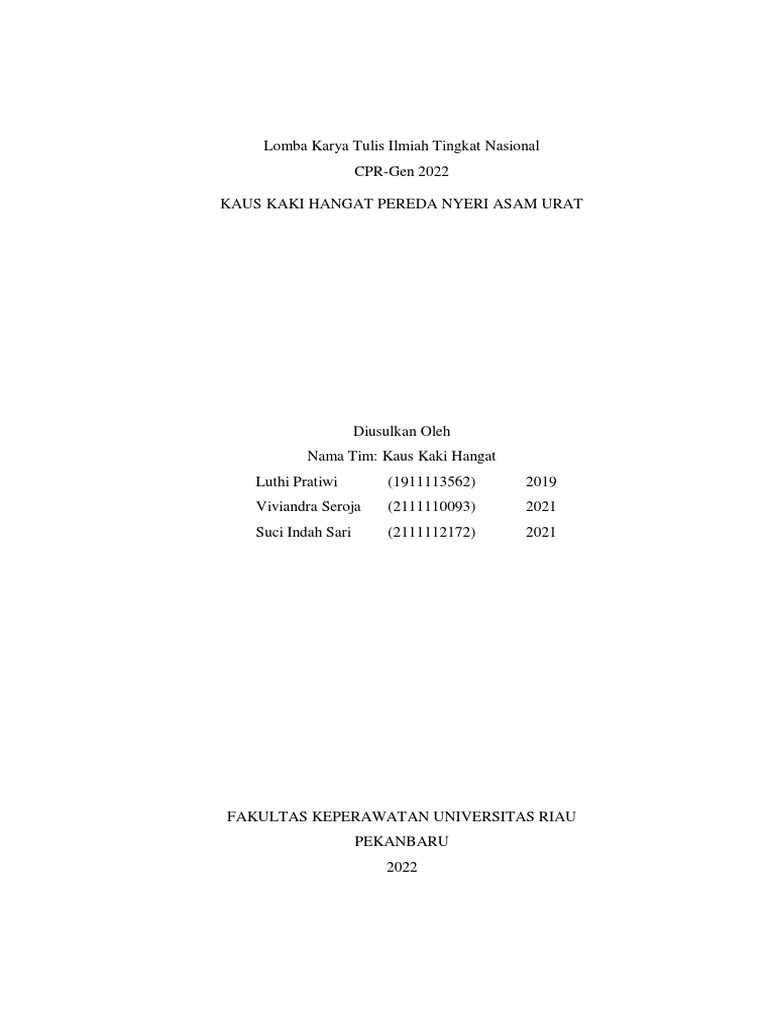 Revisi - LKTI - CPR Gen 2022 | PDF | Pengembangan Diri | Kesehatan Holistik