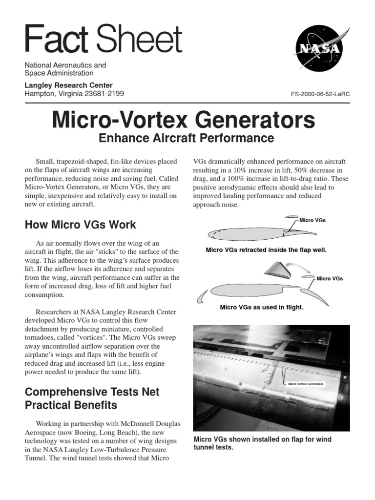 Micro-Vortex Generators Enhance Aircraft Performance | PDF