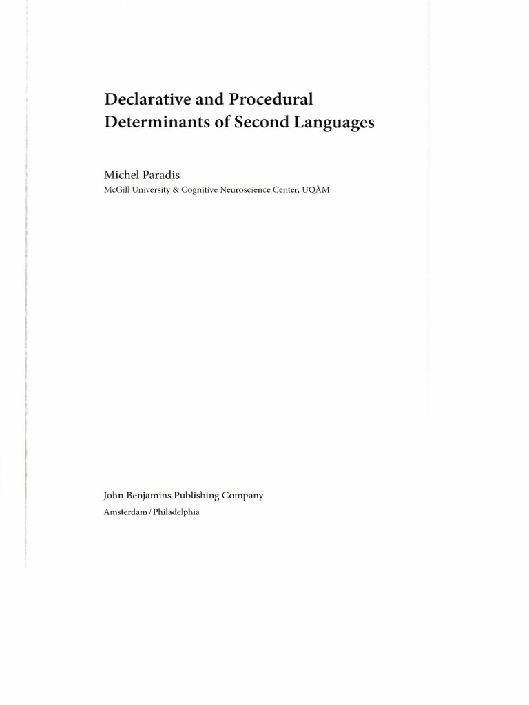 Declarative and Procedural Determinants of Second Language | PDF | Second Language | Linguistics