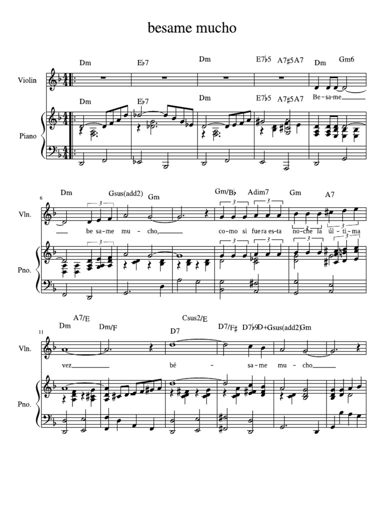 Besame Mucho - Piano Vocal & Leadsheet | PDF