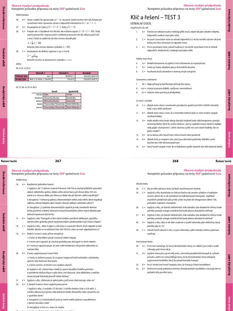 Ukazkovy Test OSP Reseni | PDF