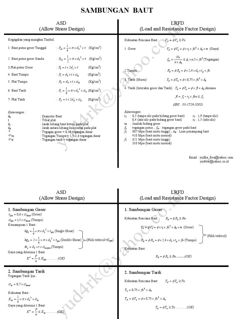 Perbandingan Komponen Baut ASD Dan LRFD | PDF