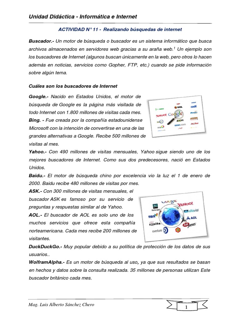 ACTIVIDAD #11 - Realizando Búsquedas de Internet | PDF | Internet | Informática