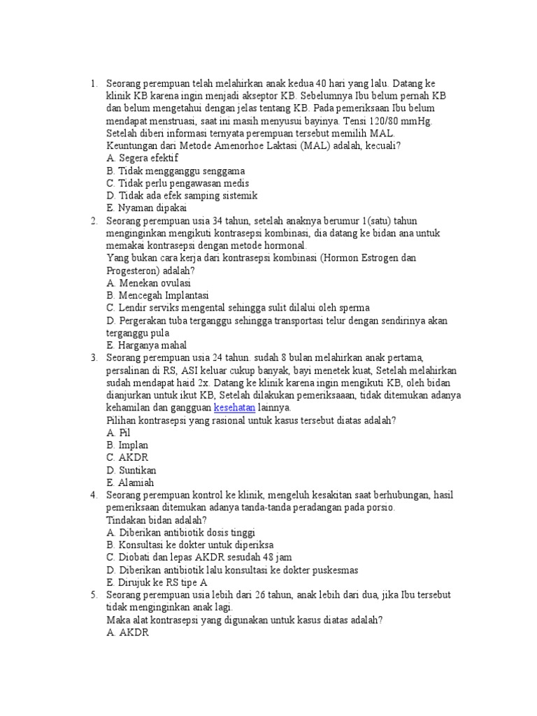 Kumpulan Soal Kasus Kespro Dan KB | PDF