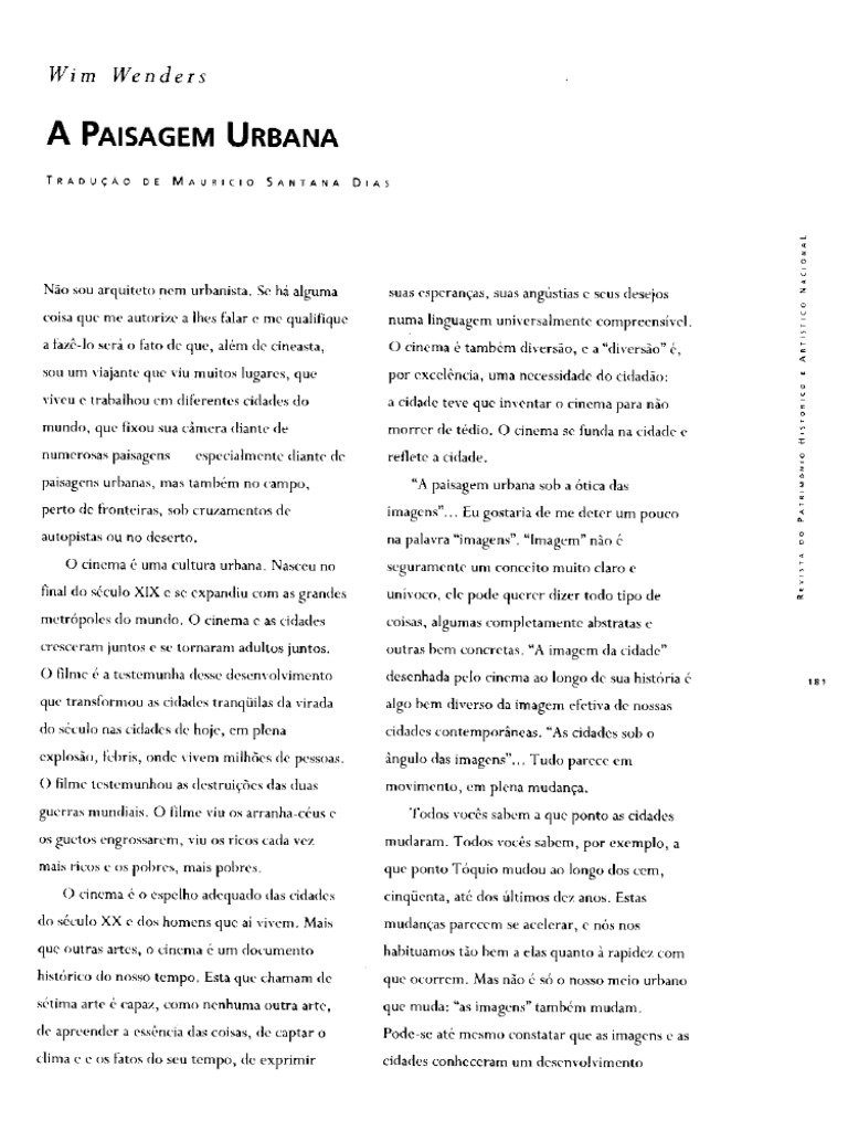 Paisagem Urbana Win Wenders | PDF