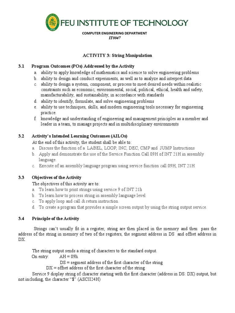 IT0047 Activity 3 String Manipulation Ver1 | PDF | Engineering | Computer Program