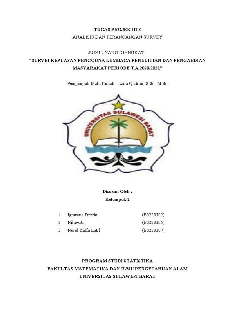 Kelompok 2 - Tugas Projek Perancangan Survey | PDF