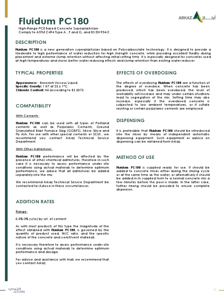 Fluidum PC180-4 | PDF | Concrete | Cement