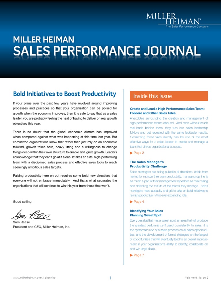 Miller Heiman Sales Performance Journal | Customer Relationship Management