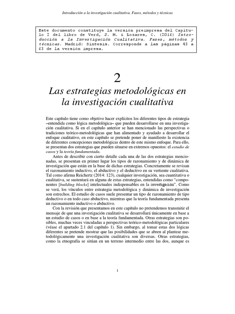 Cap 02 Estrategias Metodológicas en La Investigación Cualitativa PrePrint | PDF