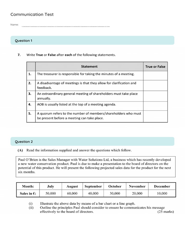 Communication Test | PDF